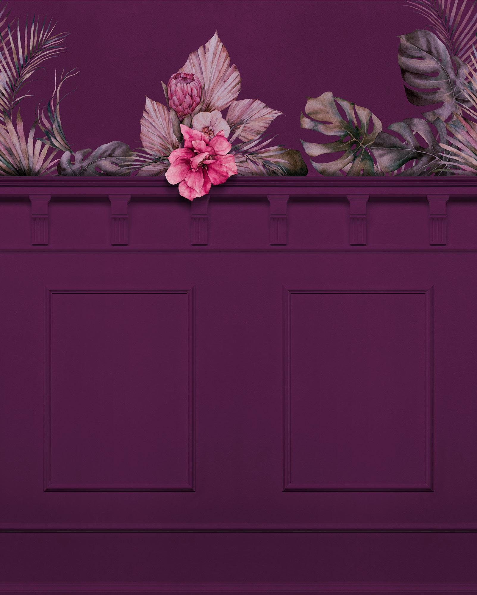 Bold Baroness - Floral Wainscot Wallpaper | Photomural.com