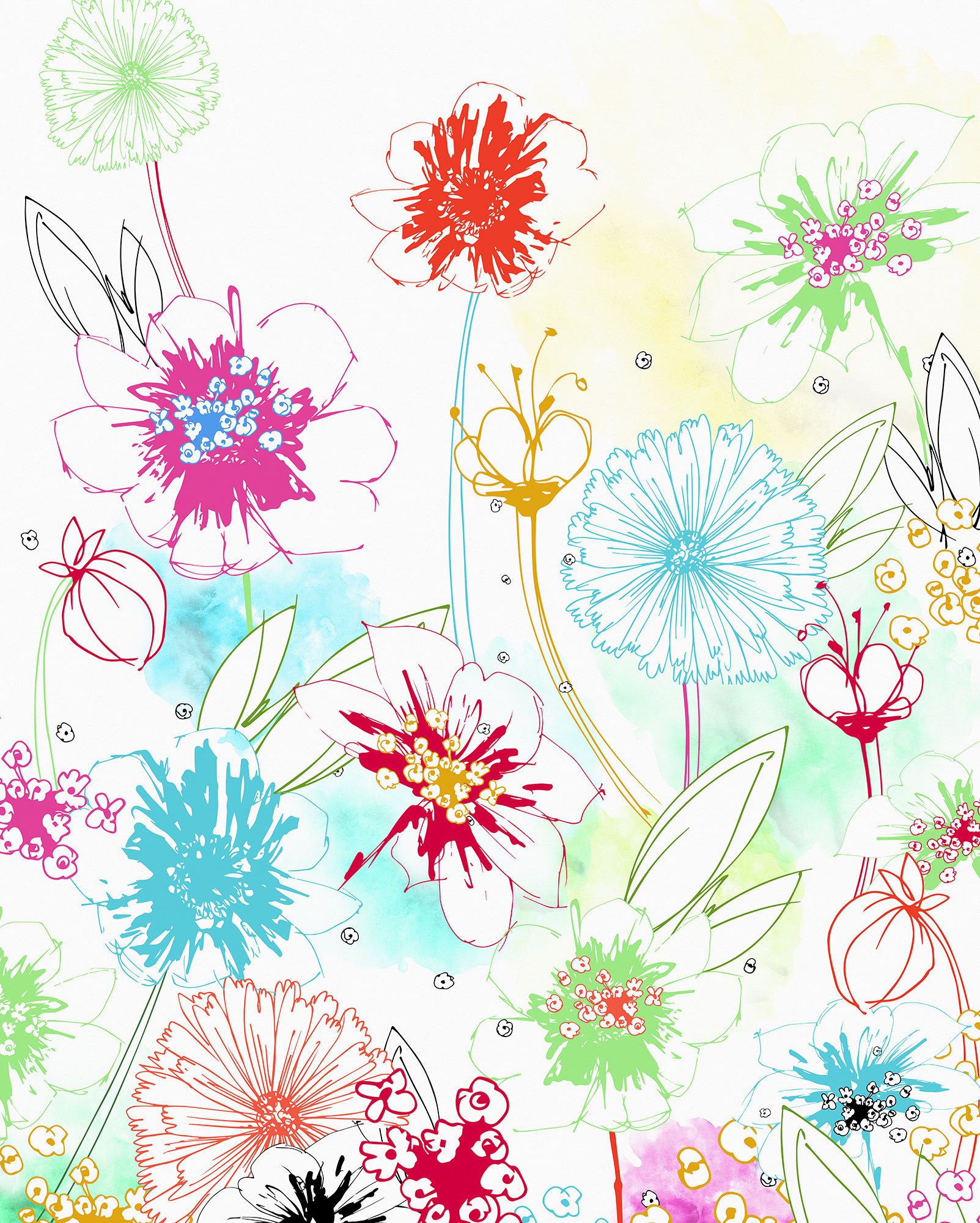 Joyful - Colorful Floral Mural | Photomural.com