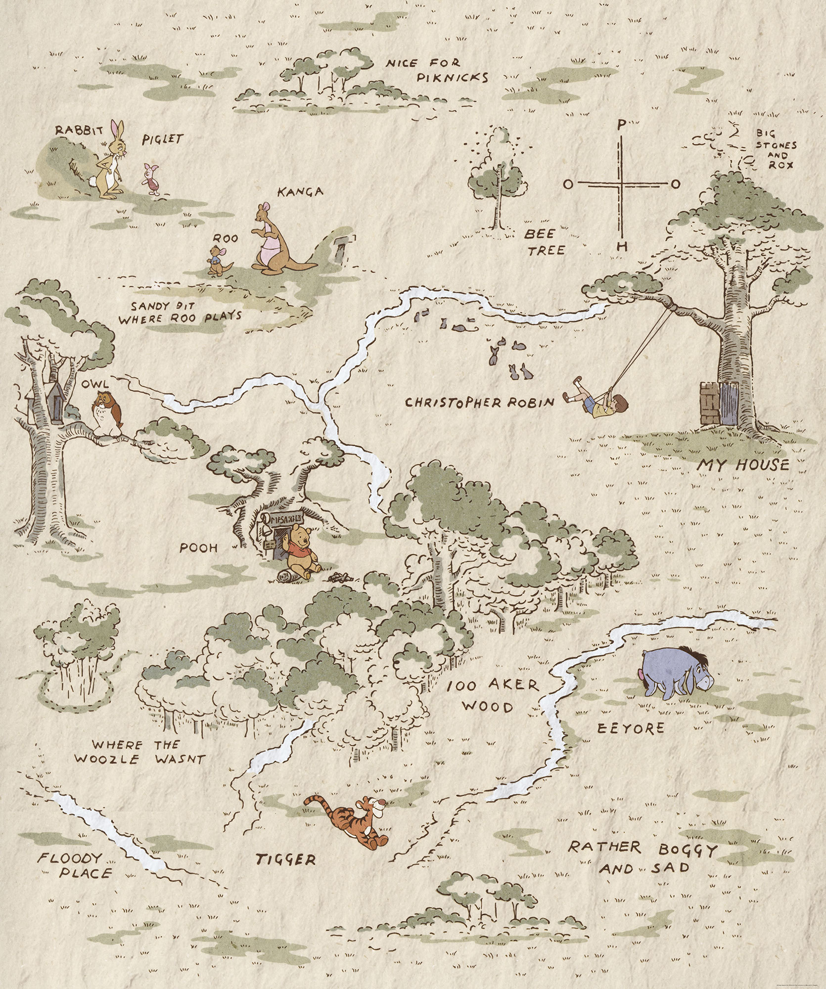 Winnie the Pooh Map - Hundred Acre Map | Photomural.com