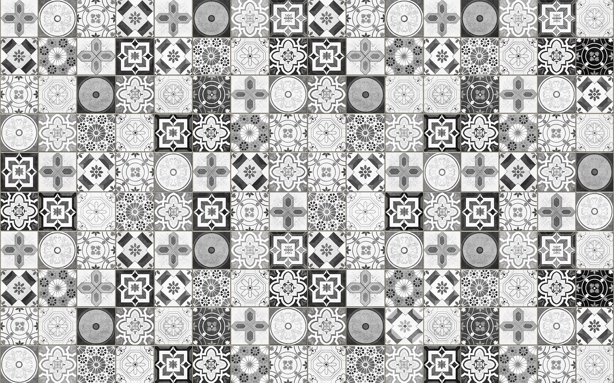 Pattern Porto - Grey Tile Effect | Photomural.com