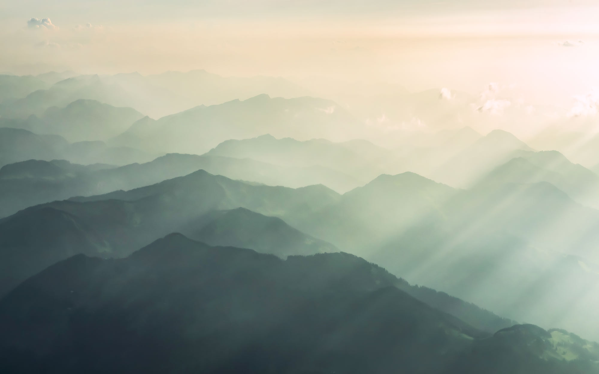 Hazy Hills - Serene Mountain Landscape | Photomural.com