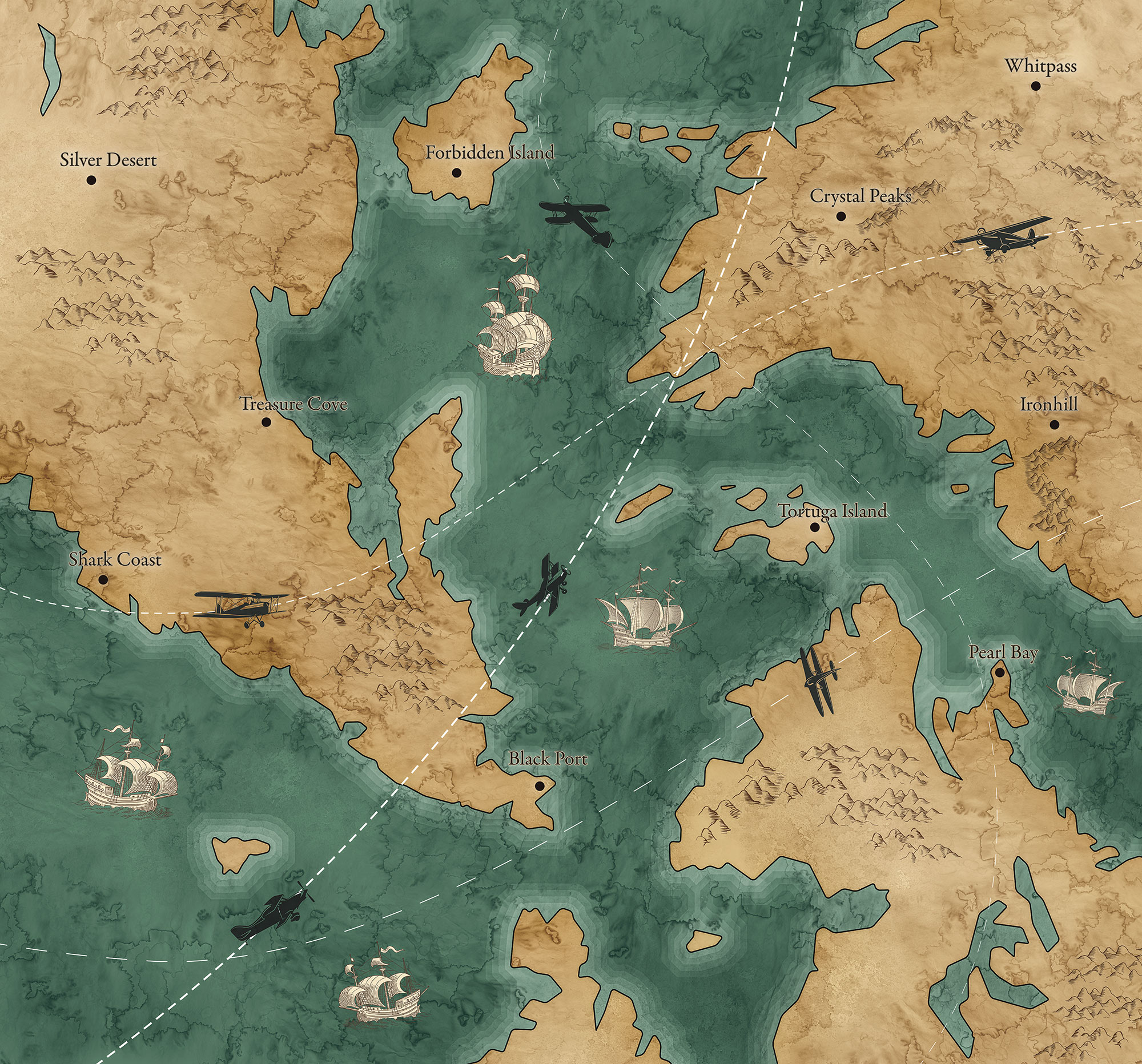 Old Travel Map - Explorer's Map Mural | Photomural.com