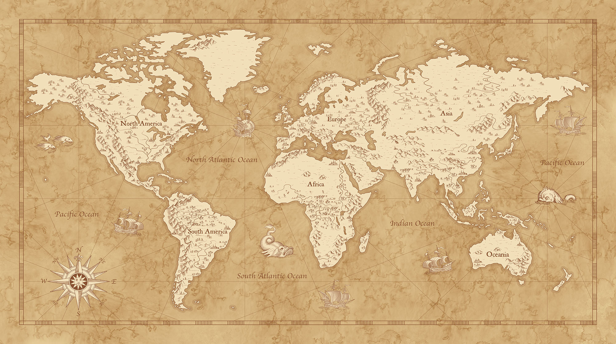 Vintage World Map - Historical Map Mural | Photomural.com