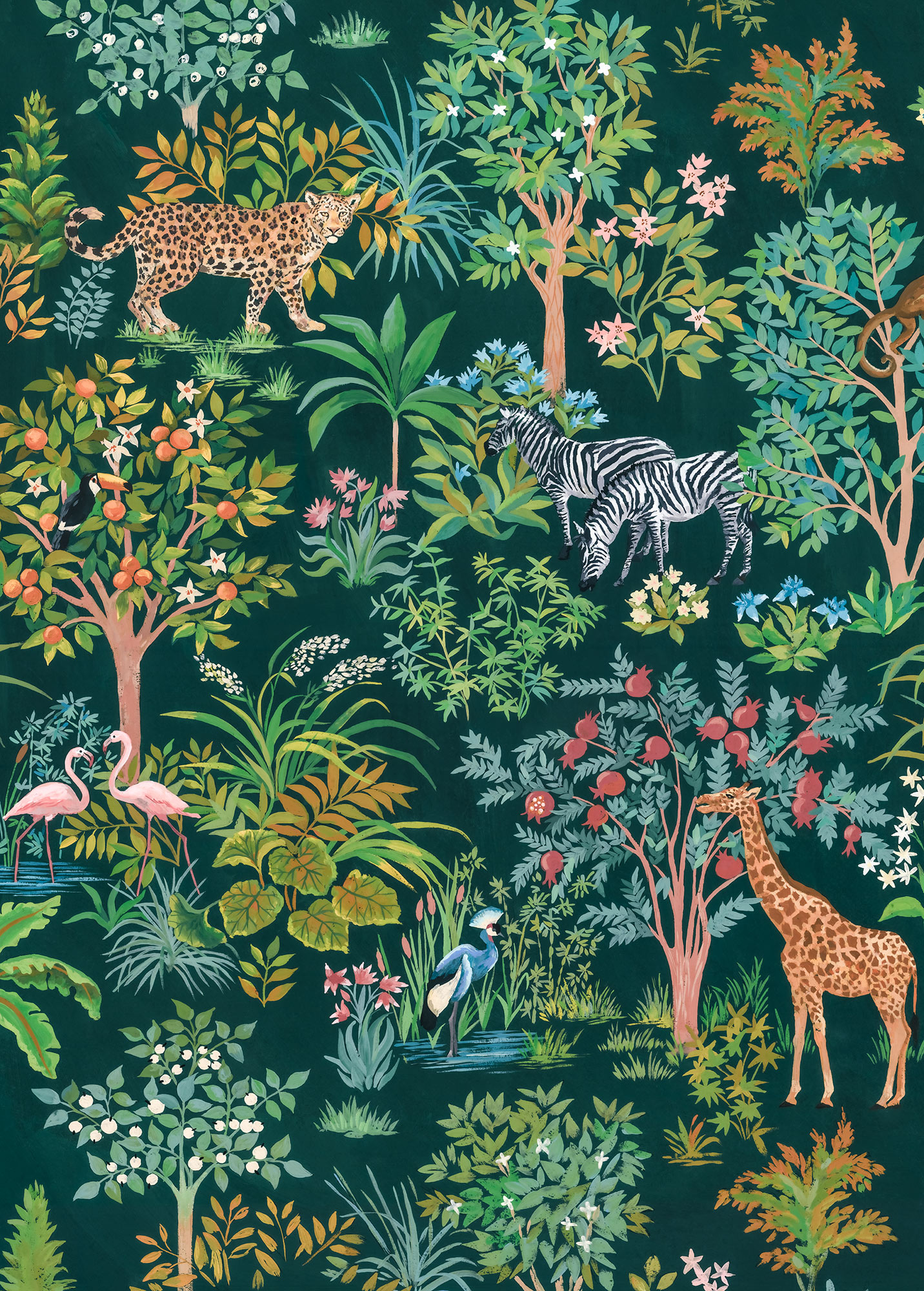 Happy Jungle - Lush Safari Wallpaper | Photomural.com