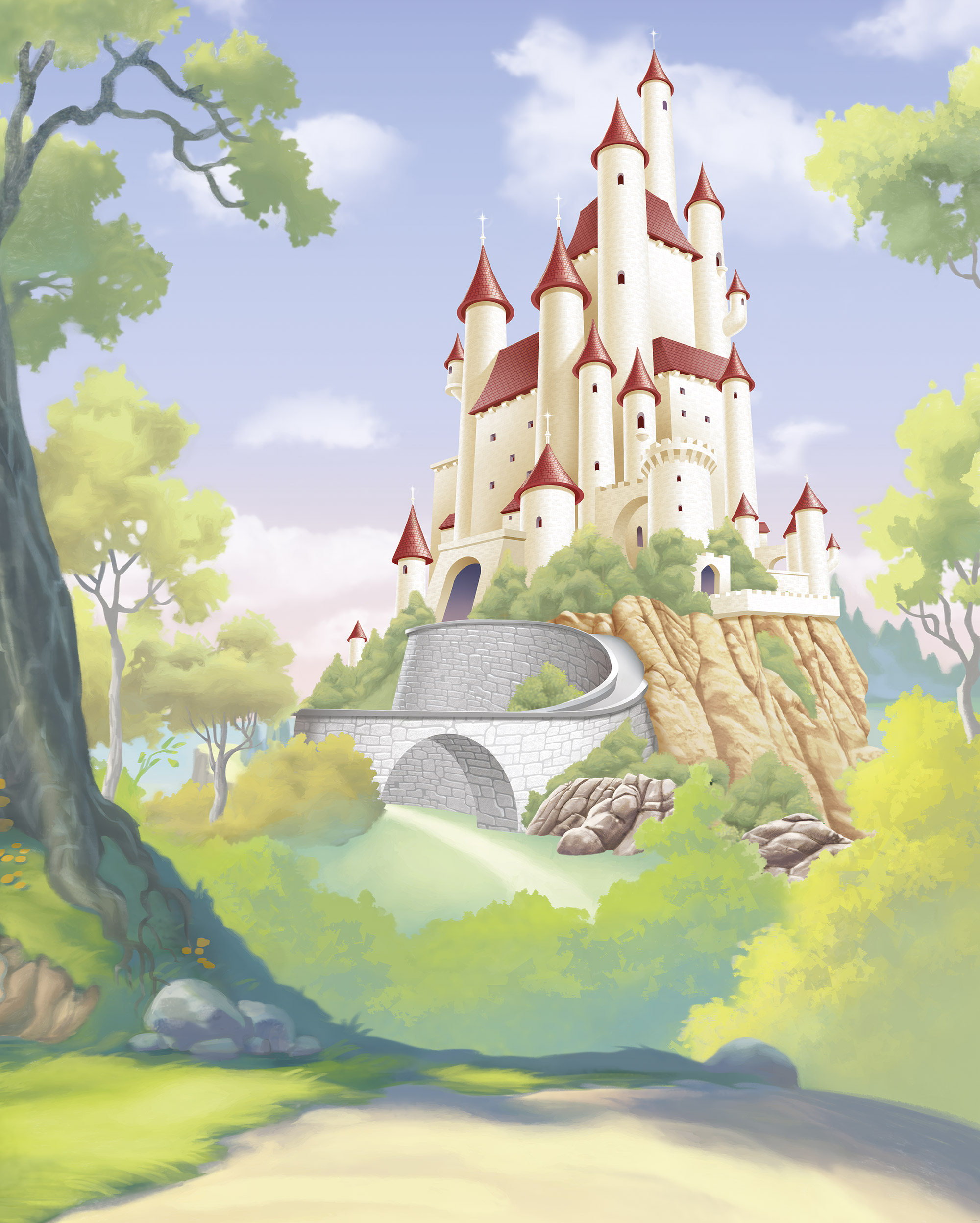 Disney Princess Snow White Castle - Fairytale Castle Mural | Photomural.com