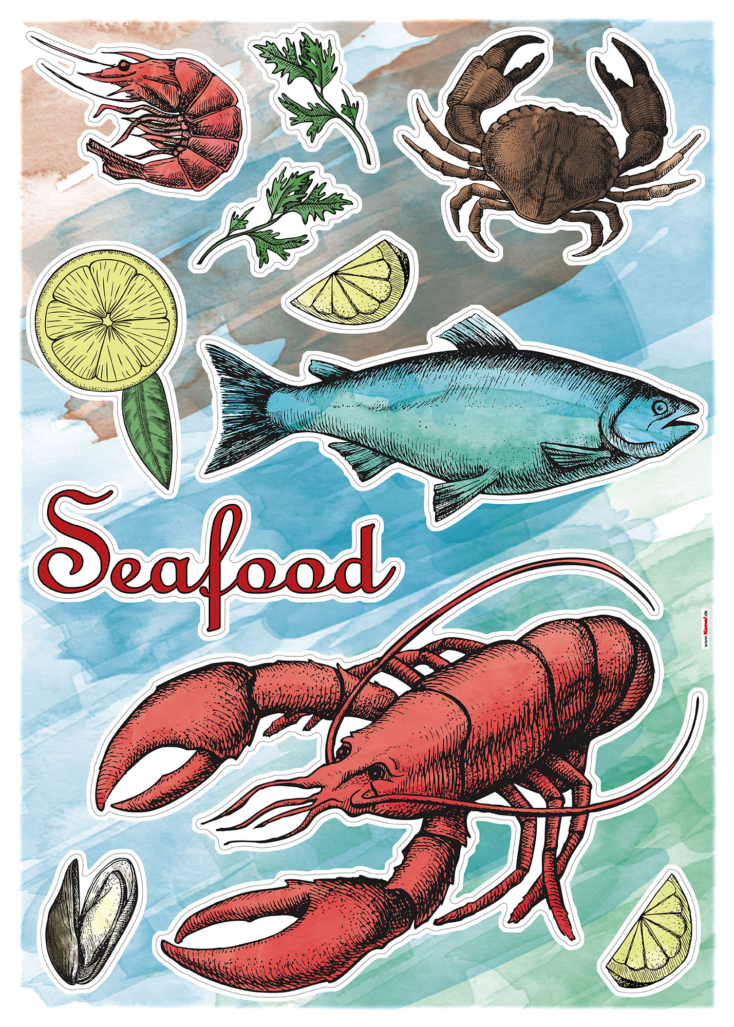 Seafood - Coastal Kitchen Sticker | Photomural.com
